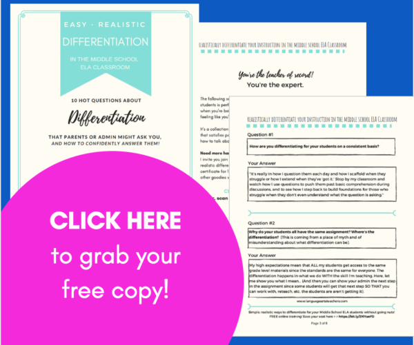 Differentiation in the Middle School ELA Classroom | Language Arts Teachers