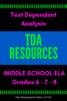 TDA Resources for Middle School English Language Arts | Language Arts ...