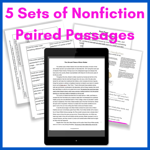 Non-Fiction / Expository Paired Passages for Middle School English ...