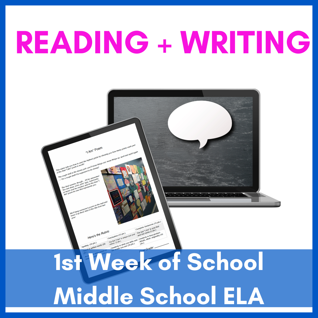 Reading and Writing for the First Week of Middle School ELA Class ...