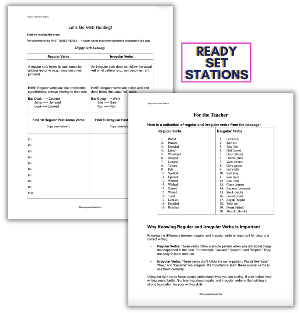 Teaching Regular and Irregular Verbs: A Guide for Middle School ELA ...
