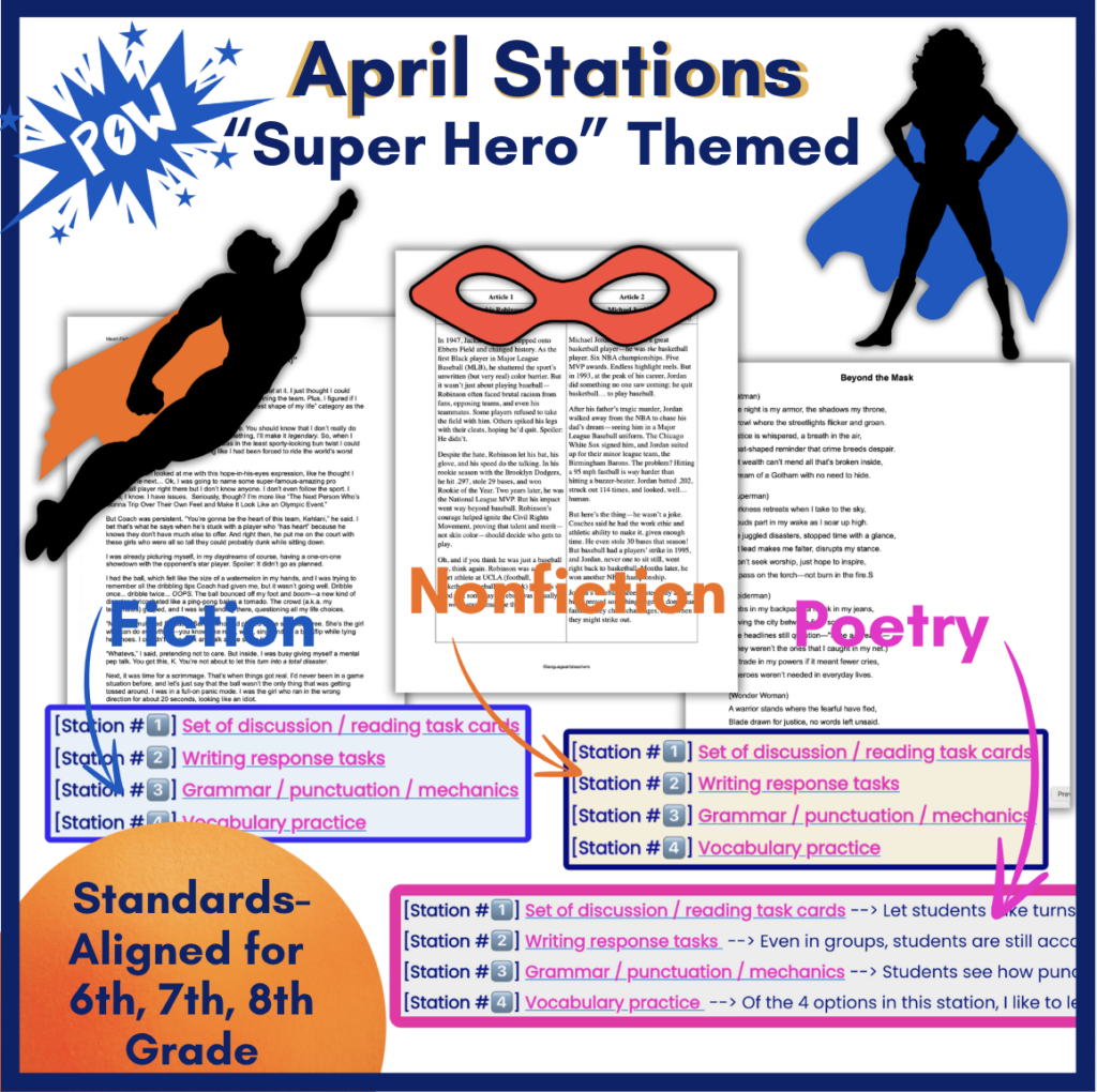 No-Prep Middle School ELA Stations for April: Fiction, Nonfiction ...